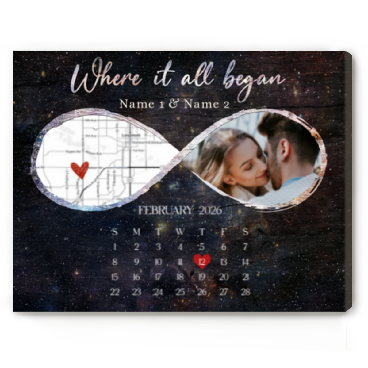 Personalized Infinity Couple Canvas – Custom Infinity Map With Photo ...