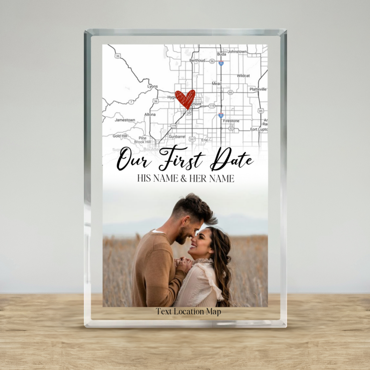 Personalized First Date Map Acrylic Block - Commemorate Your Special ...