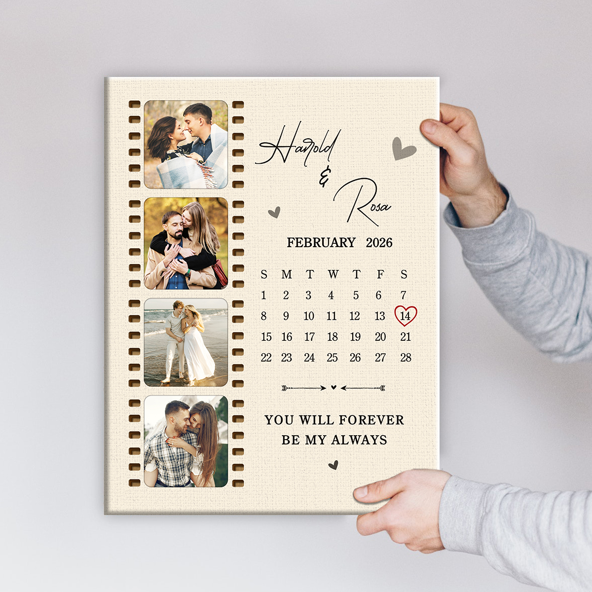 Custom Photo Print With Calendar, Personalized Couples Anniversary Gift ...