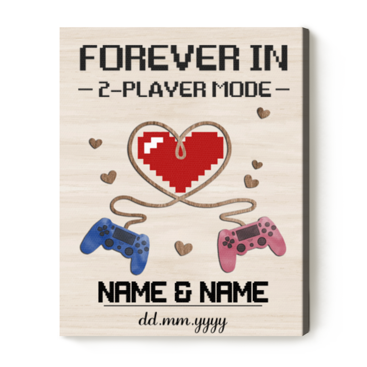Couples Gamers Personalized Canvas With Names, Video Game Anniversary ...