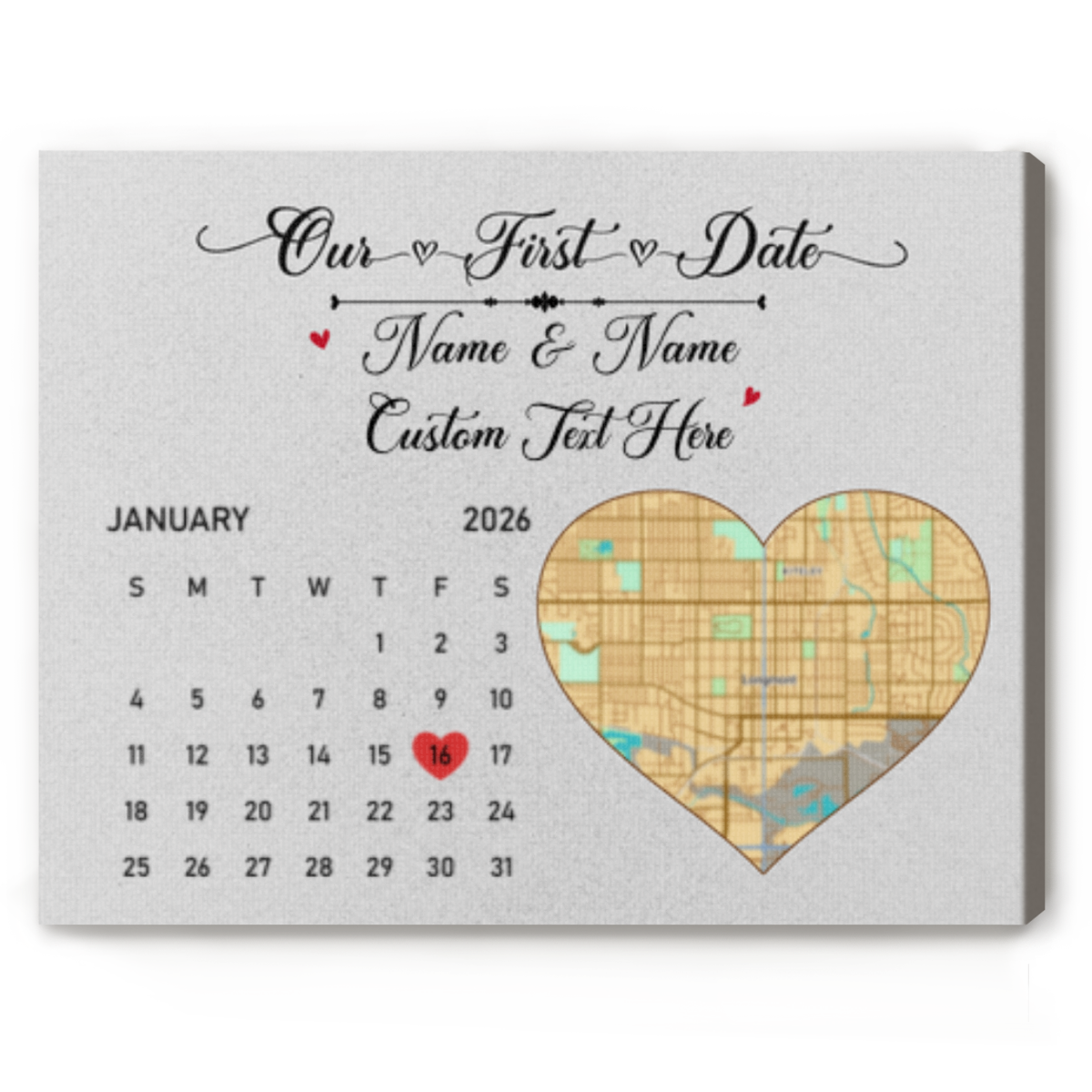Our First Date Custom Map Canvas, First Date Gift, Any Location First ...