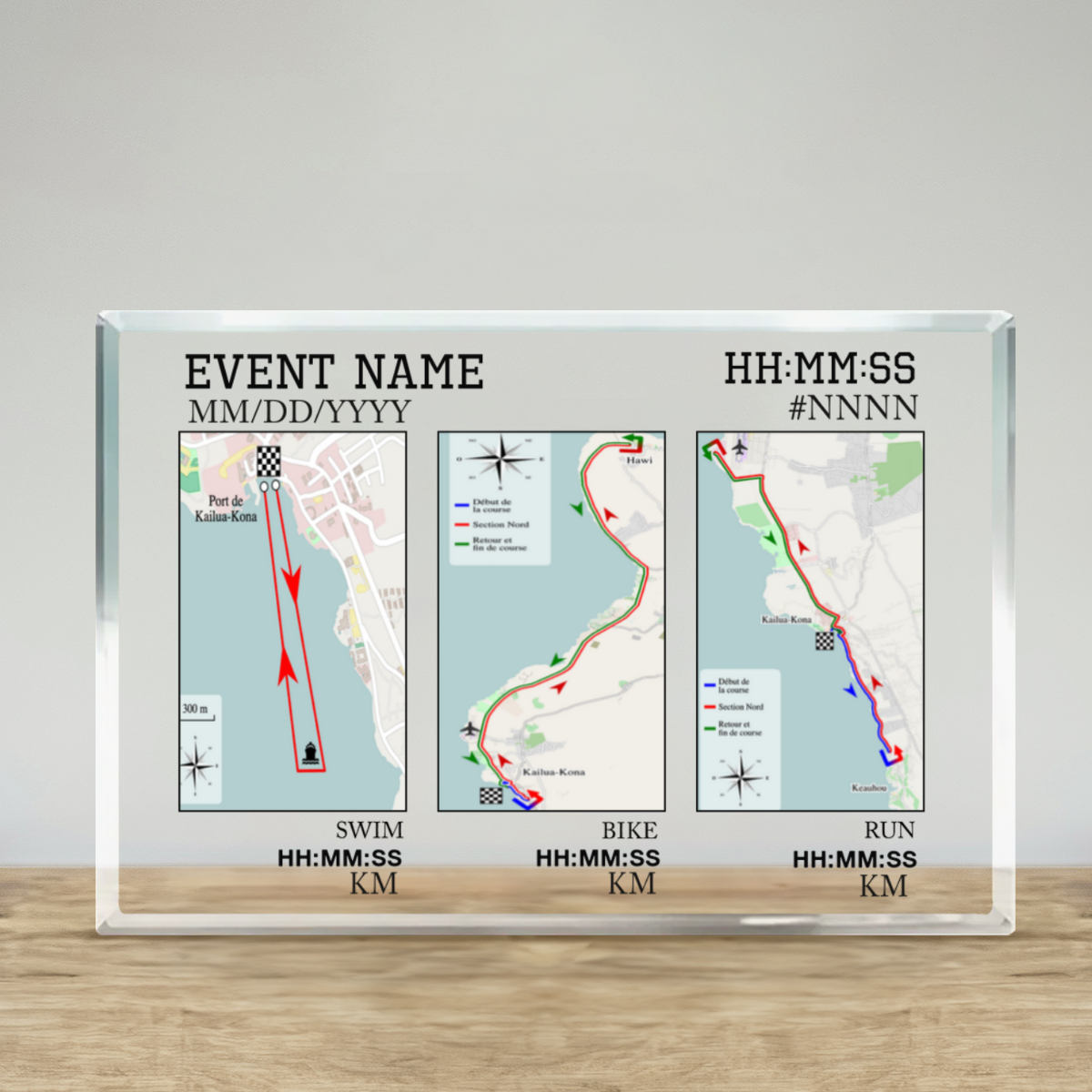 Custom Any Triathlon Map Plaque – Personalized Race Route & Finish Time ...