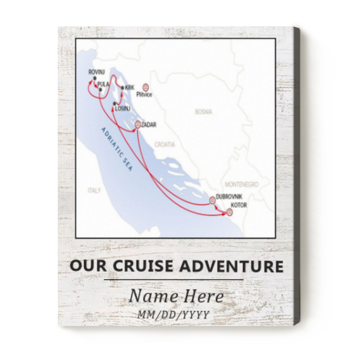 Custom Cruise Travel Map Canvas – Personalized Cruise Adventure Route ...