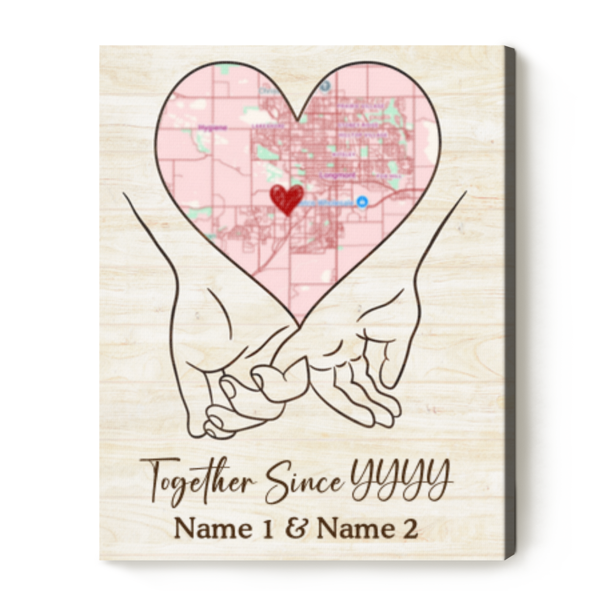 Personalized Together Since Map Canvas - Custom Location Heart Map ...