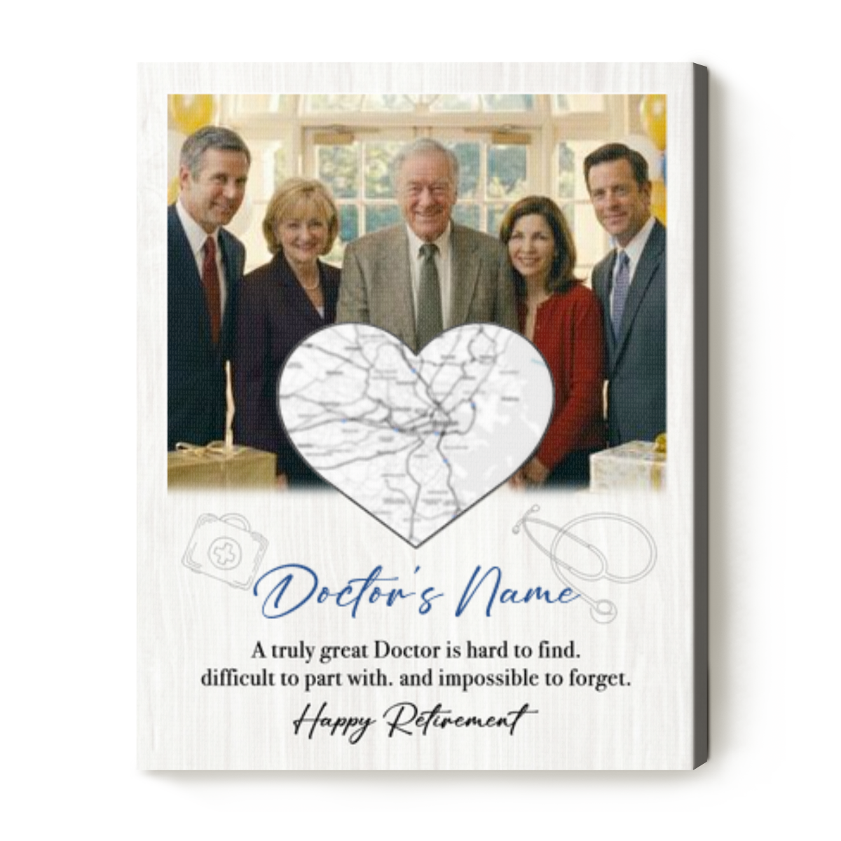 Custom Map Retired Doctor Canvas, Retiring Doctor Thank You Gift ...
