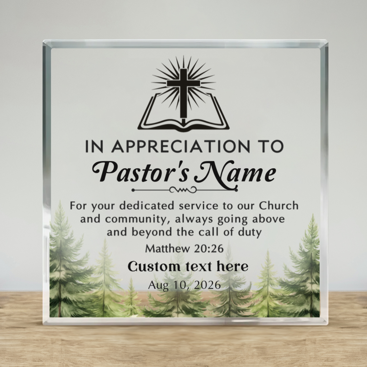 Personalized Pastor Appreciation Acrylic Plaque - Minister Gift, Custom ...