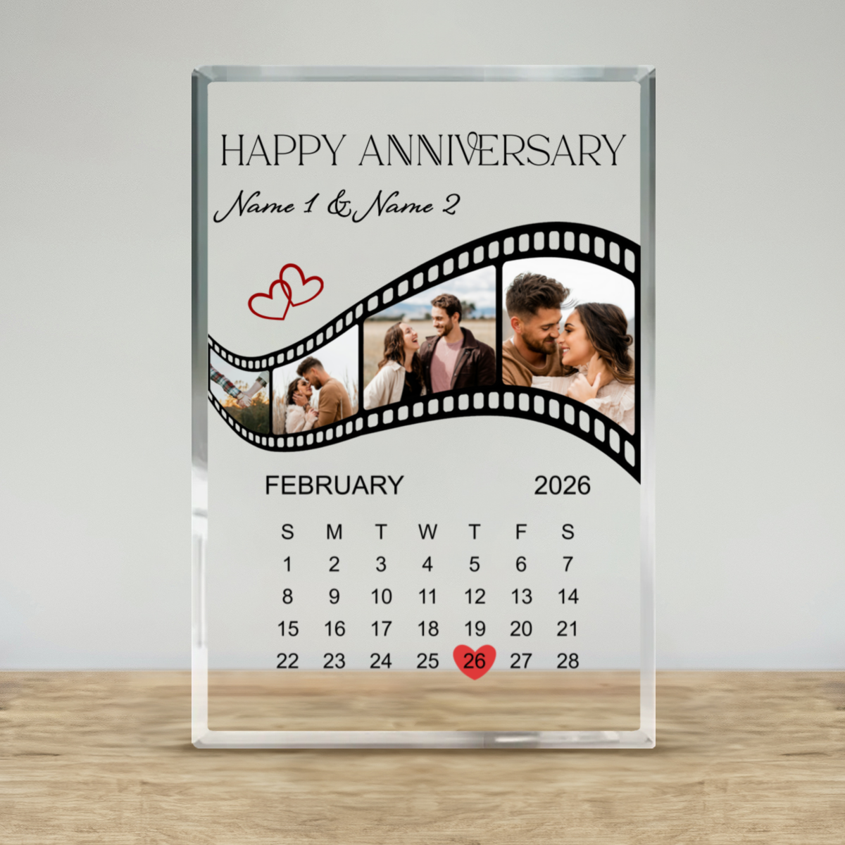 Custom Couple Photo With Calendar Plaque - Anniversary Gift ...