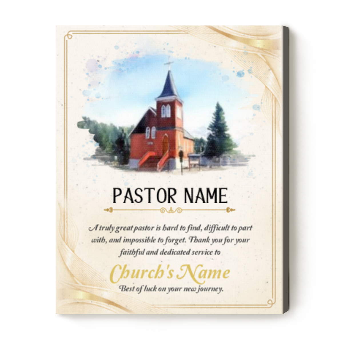 Custom Church Watercolor Photo Portrait Print - Pastor Appreciation ...