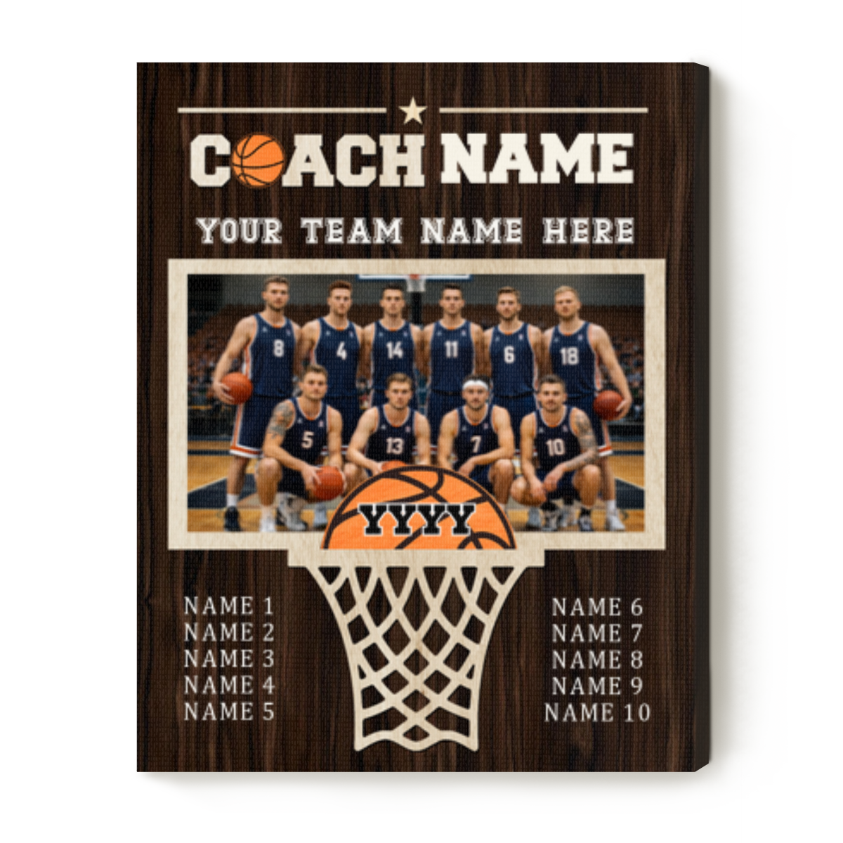 Personalized Basketball Coach Team Photo Canvas – Custom Team Picture ...