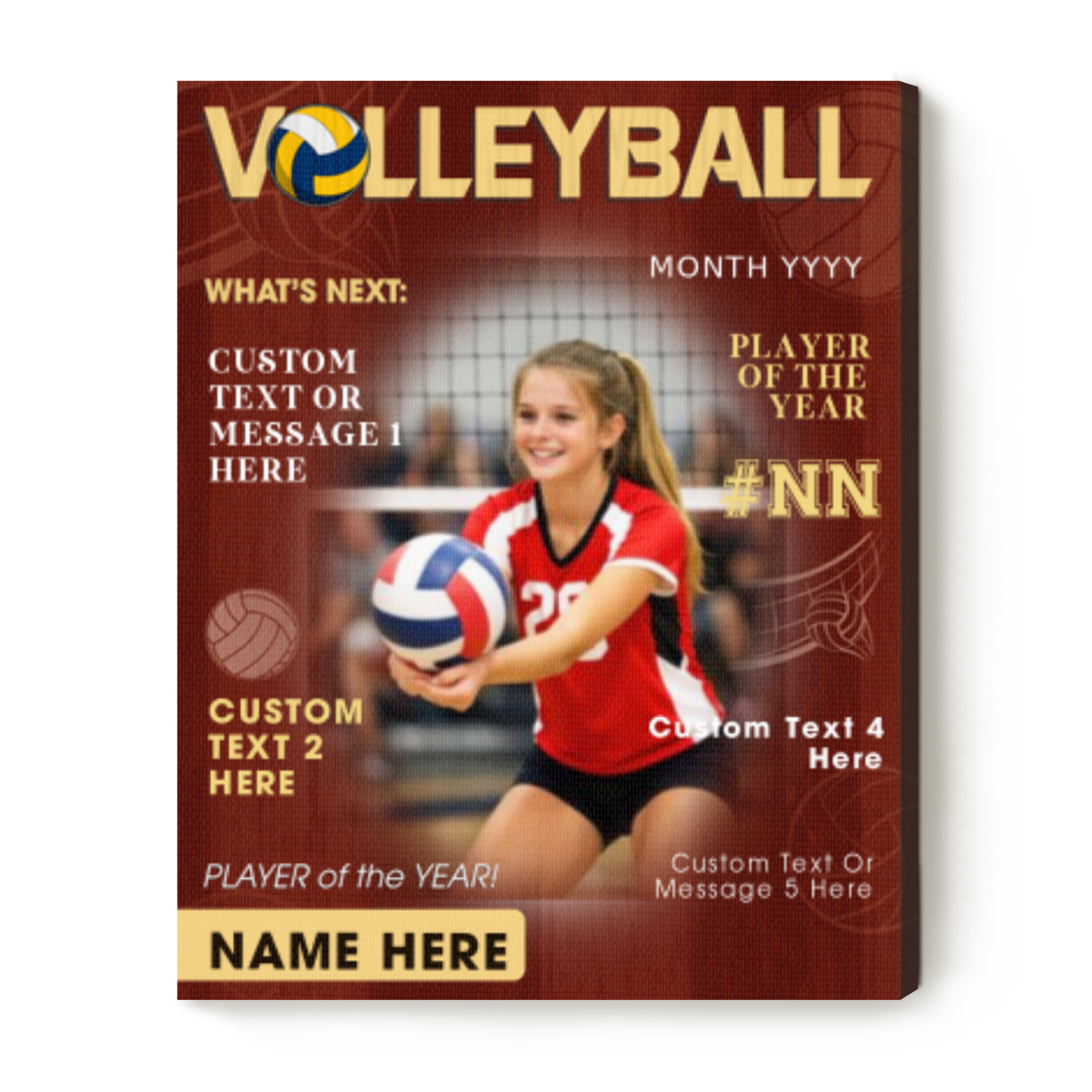 Personalized Volleyball Magazine Cover Canvas – Custom Photo, Name ...